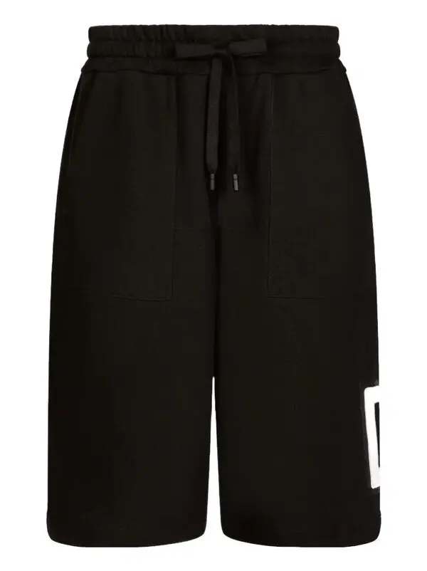 Dolce & Gabbana Drawstring Logo Patch Shorts - Black