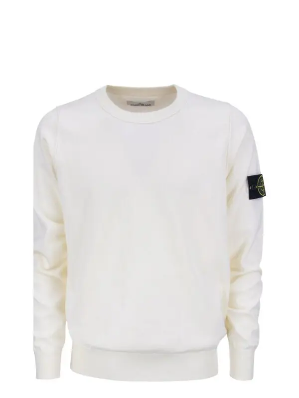 Stone Island Compass Motif Crewneck Sweatshirt - White