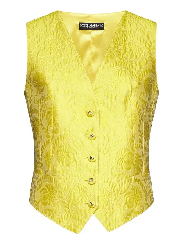 Dolce & Gabbana Jacquard Cotton-blend Waistcoat - Yellow