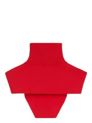 JIL SANDER Ribbed High Neck Top - Pulse Red