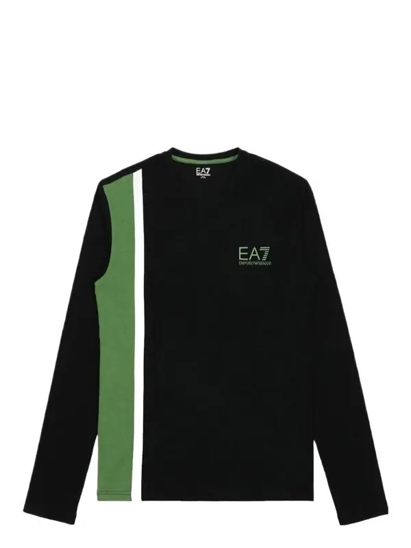 EA7 Logo T-shirt With Round Neck - Black