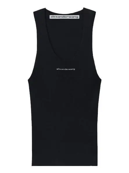 Alexander Wang Jacquard Logo Racer Tank Top - Black