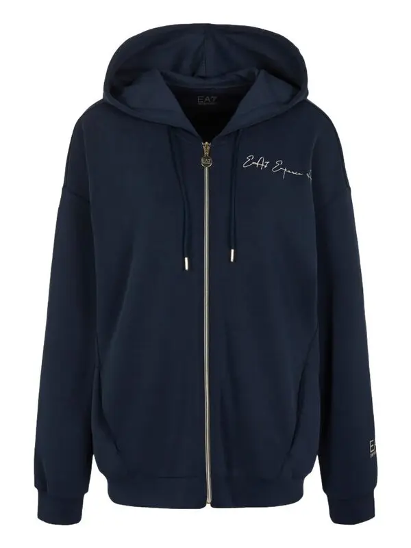 EA7 Long-sleeved Zip-up Hoodie - Black