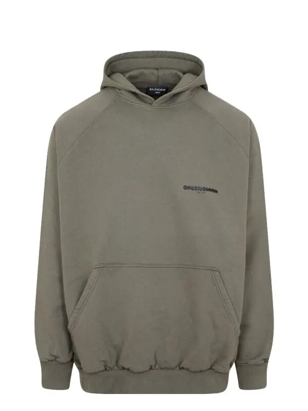 Balenciaga Logo Printed Long-sleeved Hoodie - Green