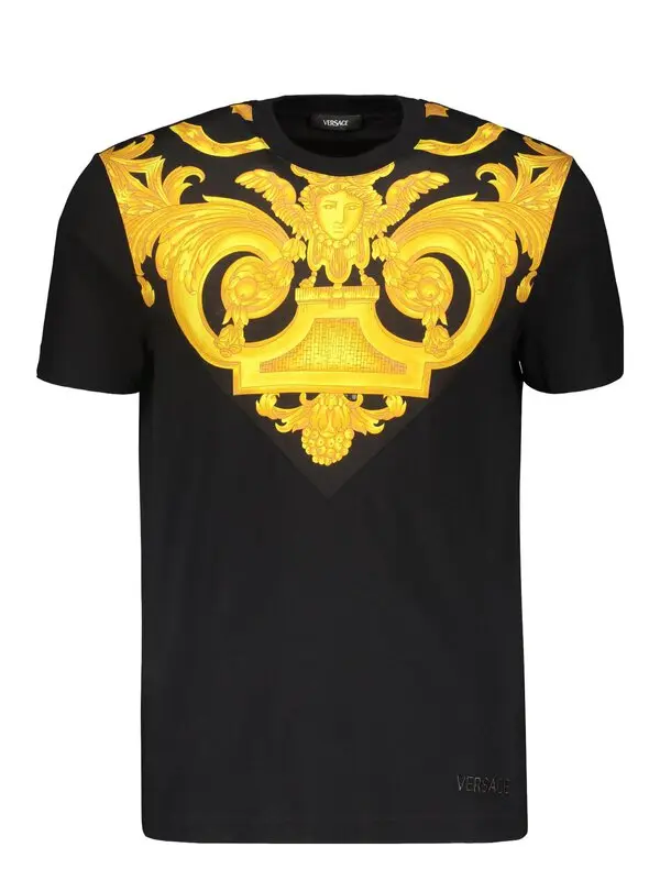 Versace Barocco-printed Crewneck T-shirt - Black