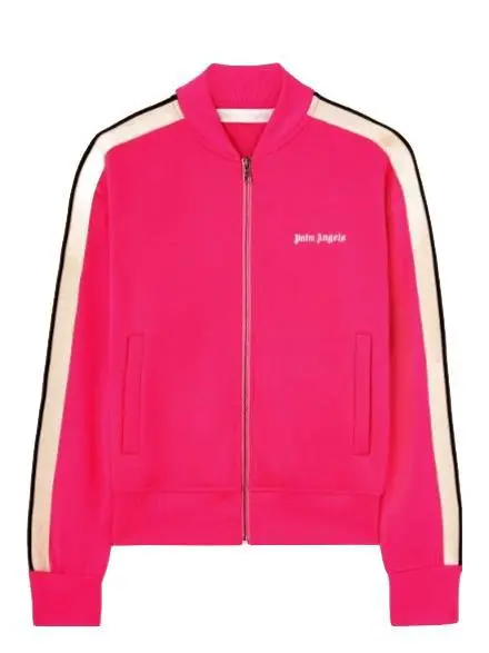 Palm Angels Logo Embroidered Zip-up Bomber Jacket - Purple Red
