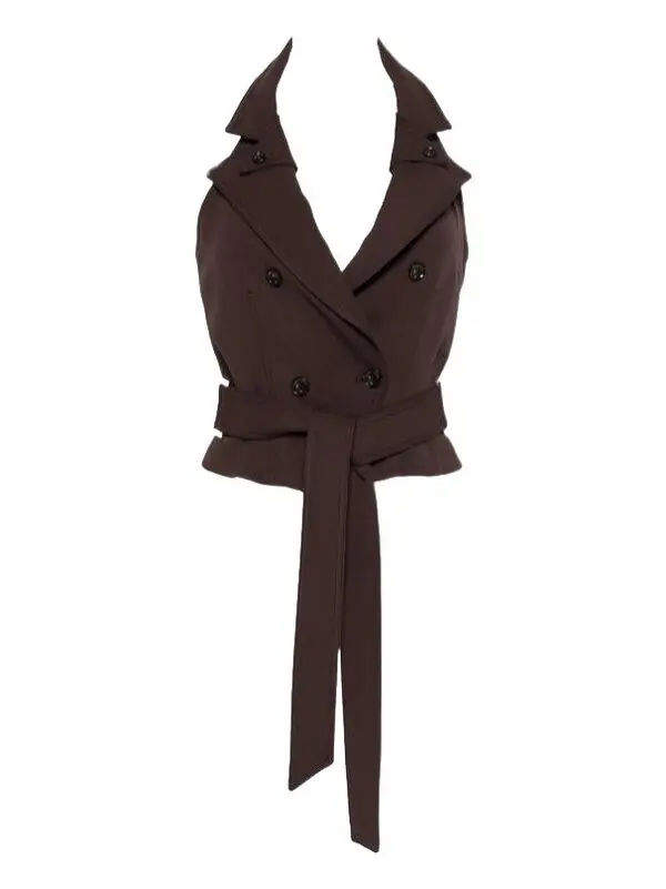 Elisabetta Franchi Gabardine Halter Neck Waistcoat - Cocoa