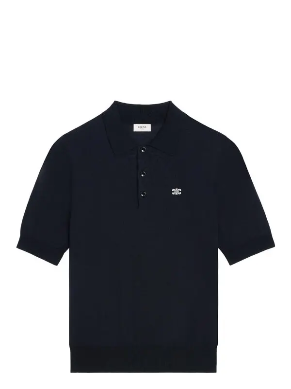 Celine Triomphe Polo In Fine Cotton - Blue
