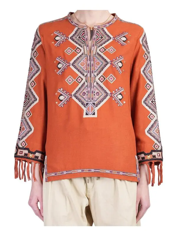 Isabel Marant Étoile Zelda Blouse With Embroidered Details - Orange