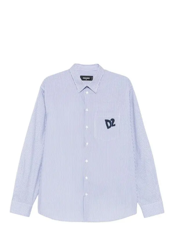 Dsquared2 Pinstripe Long Sleeve Shirt - Sky-blue