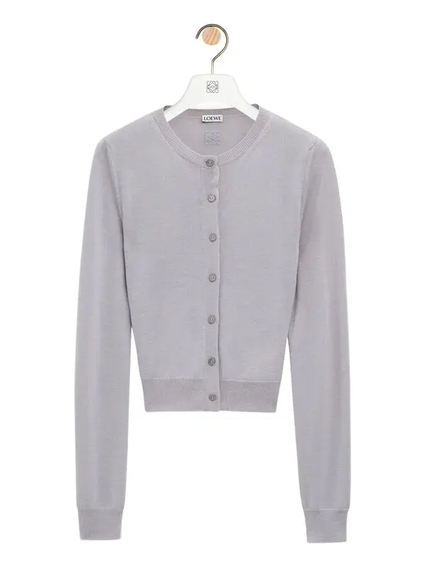 Loewe Draped Cardigan In Cashmere And Silk - Light Gray