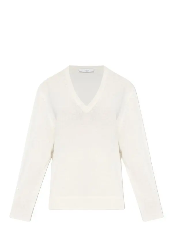IRO PARIS V-neck Knitwear With Long Sleeves And Ribbed Details - Cream