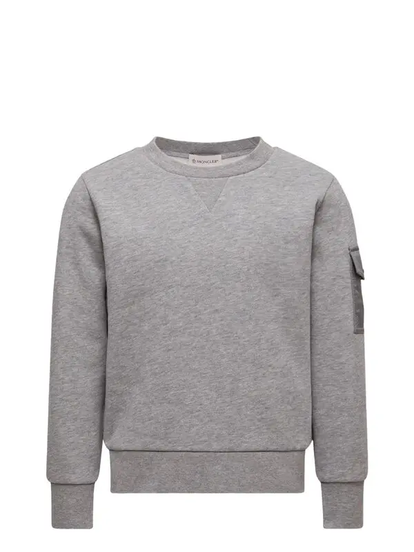 Moncler Cotton Sweatshirt With Pocket Detail - Grey