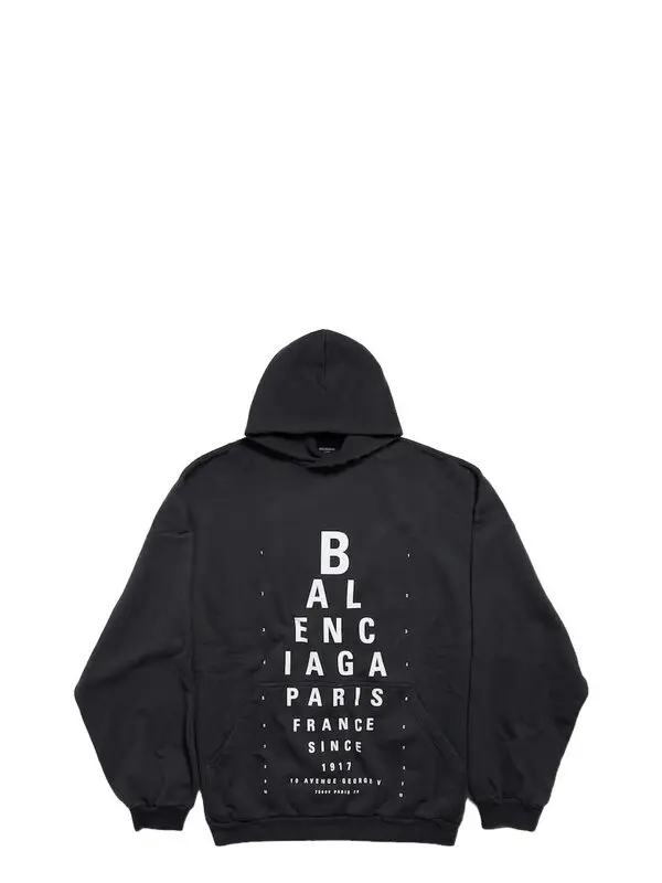 Balenciaga Optical Logo Printed Hoodie - Black