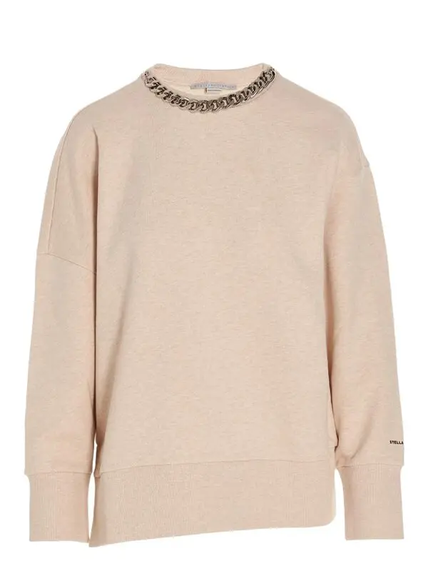 Stella McCartney Falabella Chain Detail Crewneck Sweater - Nude