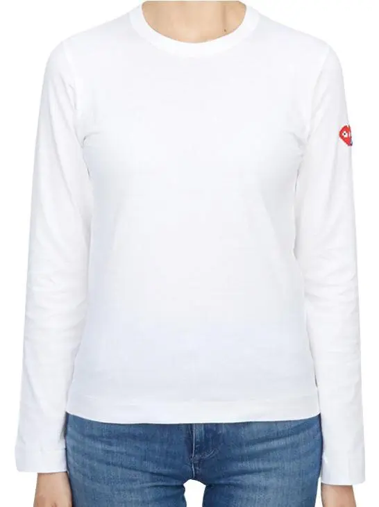 Comme Des Garçons Logo-patch Long Sleeve T-shirt - White