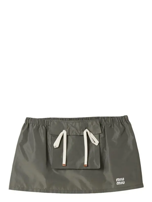 Miu Miu Technical Fabric Mini Skirt With Logo Detail - Forest Green