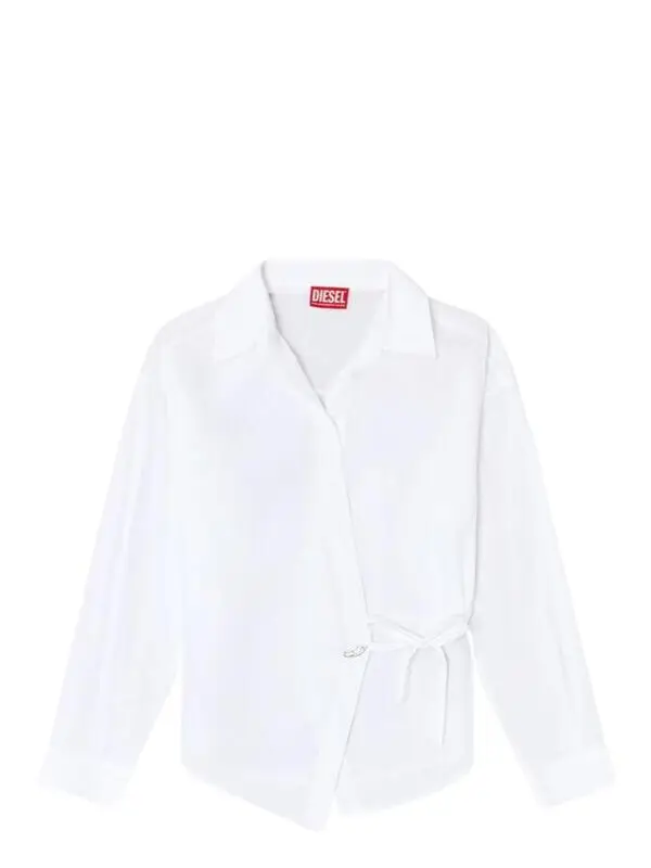DIESEL® C-delphi Shirt With Asymmetrical Wrap And Metal D-ornaments - White