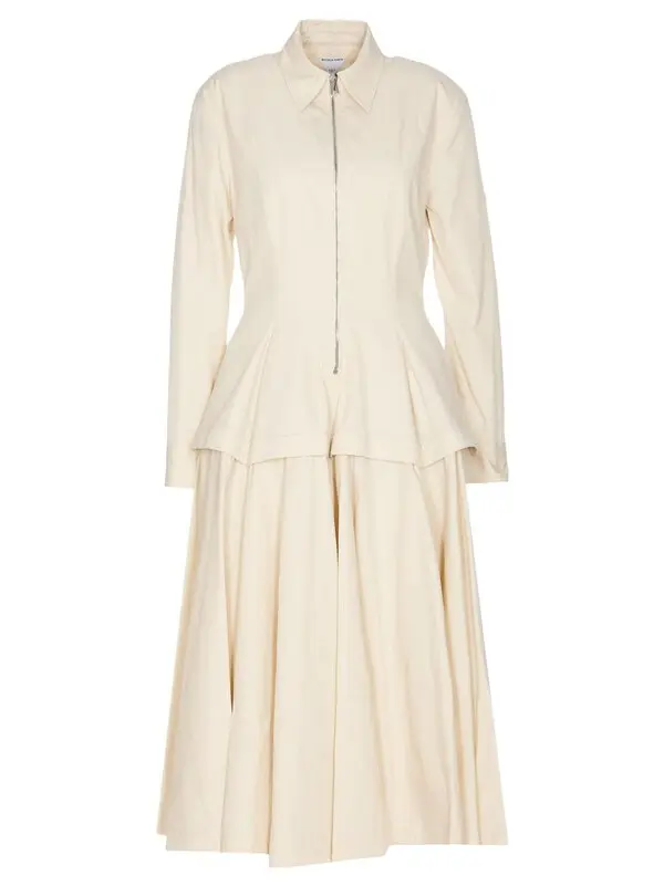 Bottega Veneta Pleated Poplin Shirt Dress - Nude