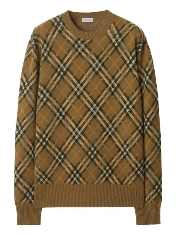 Burberry Checked Knitted Crewneck Jumper - Shrew