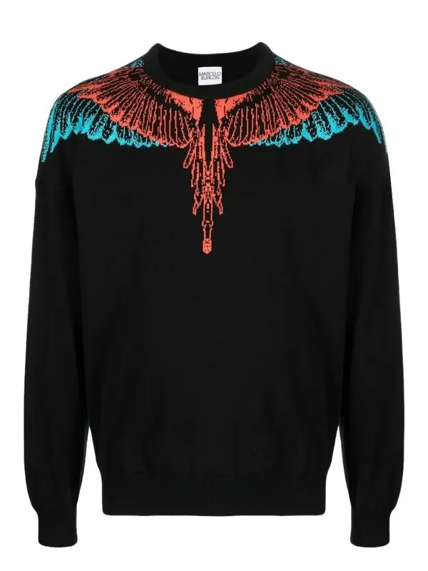 MARCELO BURLON COUNTY OF MILAN Icon Wing Knitted Boxy Jumper - Black