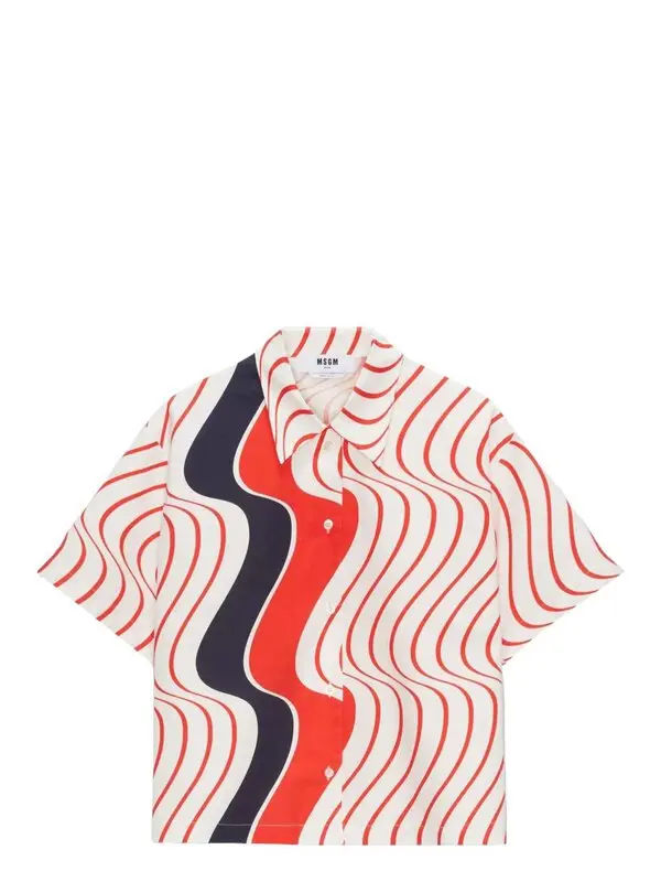 MSGM Printed Short Sleeve Shirt - White/multicolour