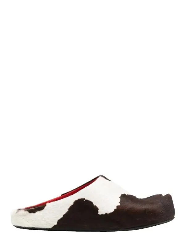 Marni Cow Printed Slip-on Mules - Black