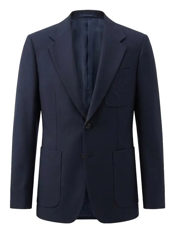 Gucci Single-breasted Jacket With Logo Embroidery - Dark Blue Military Exercise
