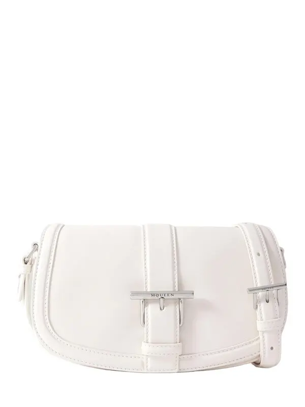 Alexander McQueen Buckle-embellished Leather Shoulder Bag - Ivory