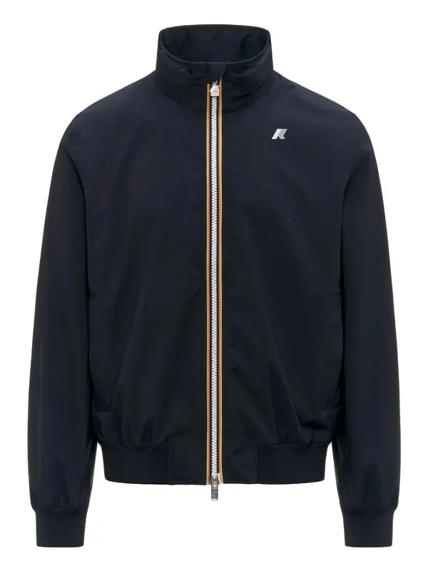 K-WAY Stand Collar Zip-up Jacket With Packable Hood - Blue Depth
