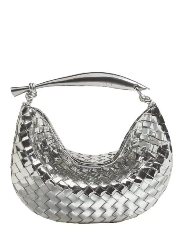 Bottega Veneta Woven Detail Small Handbag - Silver