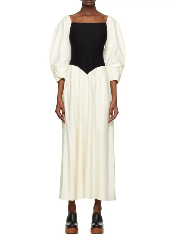 Gabriela Hearst Long Sleeve Contrasting Dress - White