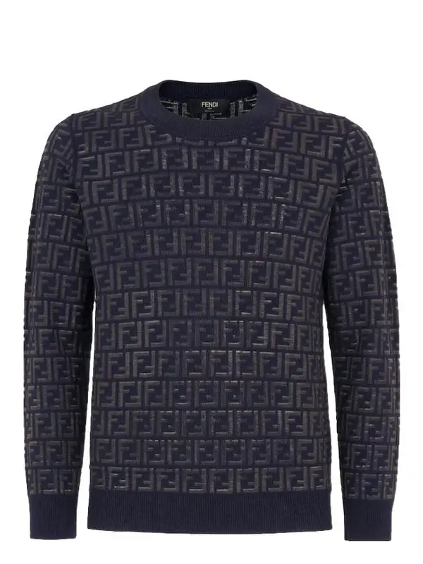 Fendi Allover Ff Jacquard Crewneck Jumper - Blue