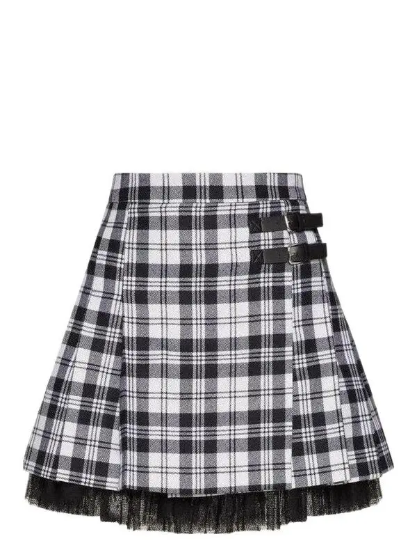 Red Valentino Tartan Layered Mini Skirt - Black