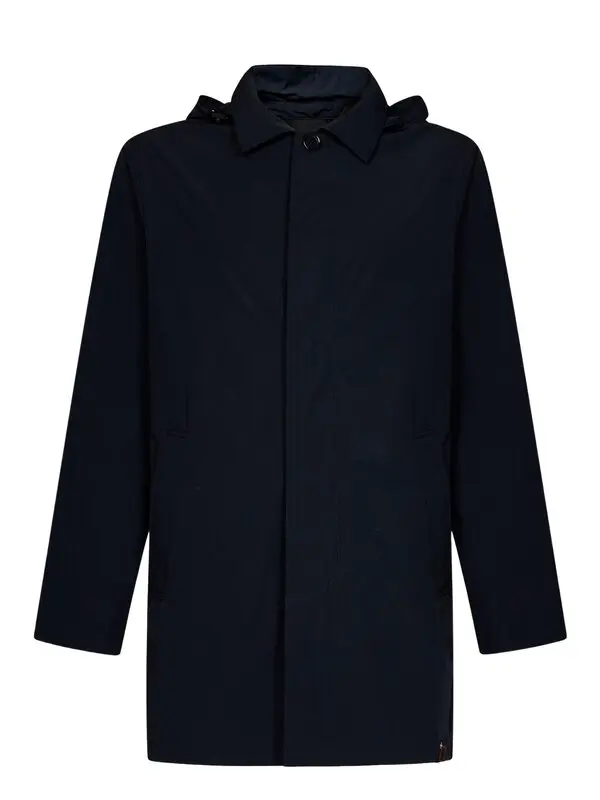 Aspesi Hooded Buttoned Coat - Black