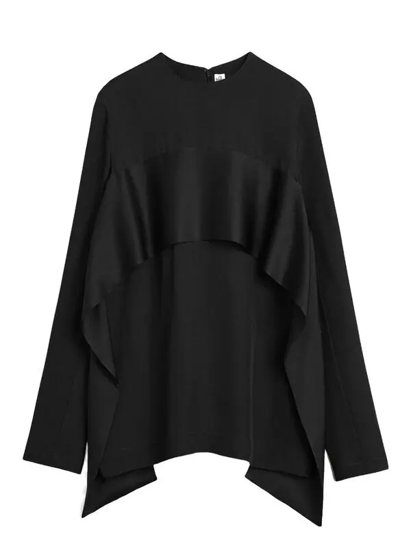 TOTEME Long-sleeved Top With Satin Panels - Black