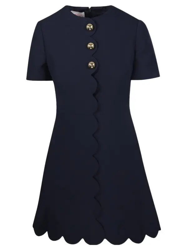Valentino Garavani Button Detailed Mini Dress - Navy Blue