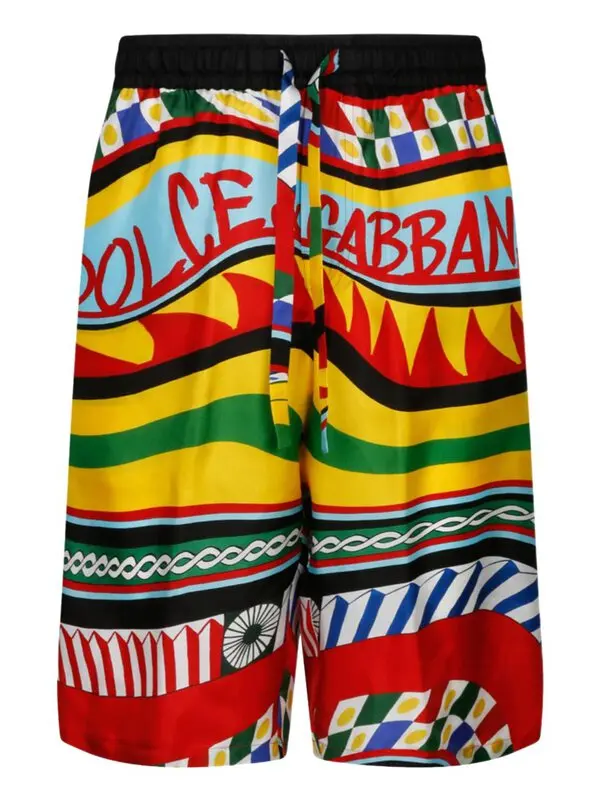 Dolce & Gabbana Carretto Print Drawstring Bermuda Shorts - Multicolor