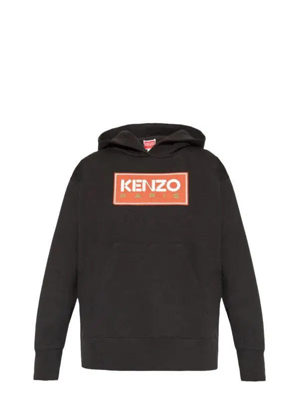 Kenzo Logo Embroidered Oversized Hoodie - Black
