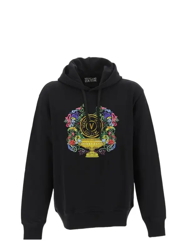 Versace Logo-printed Drawstring Hoodie - Black