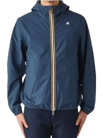 K-WAY Logo Printed Hooded Zip Jacket - Blue