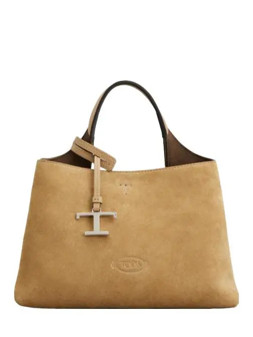 TOD'S Logo Charm Tote Bag - Nude