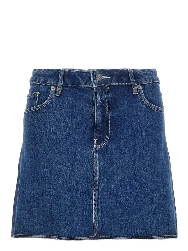 A.p.c. Raw Edge Hem Denim Mini Skirt - Blue