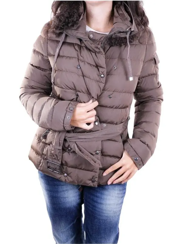 Moncler Agave Down Jacket With Belt - Gray