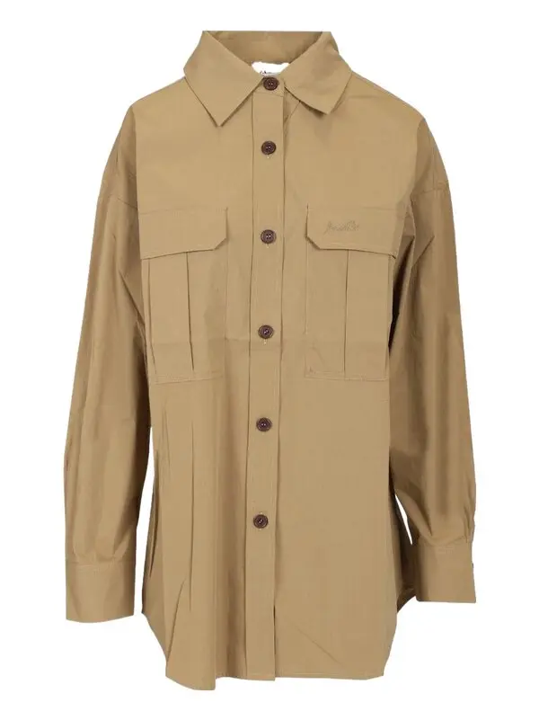 P.a.r.o.s.h Logo Embroidered Shirt - Nude