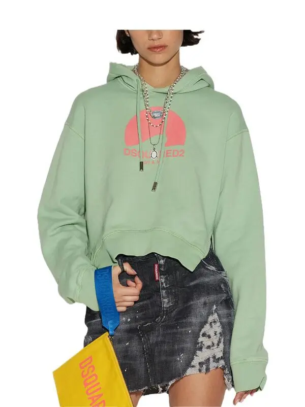 Dsquared2 Logo Print Hooded Sweatshirt - Nude