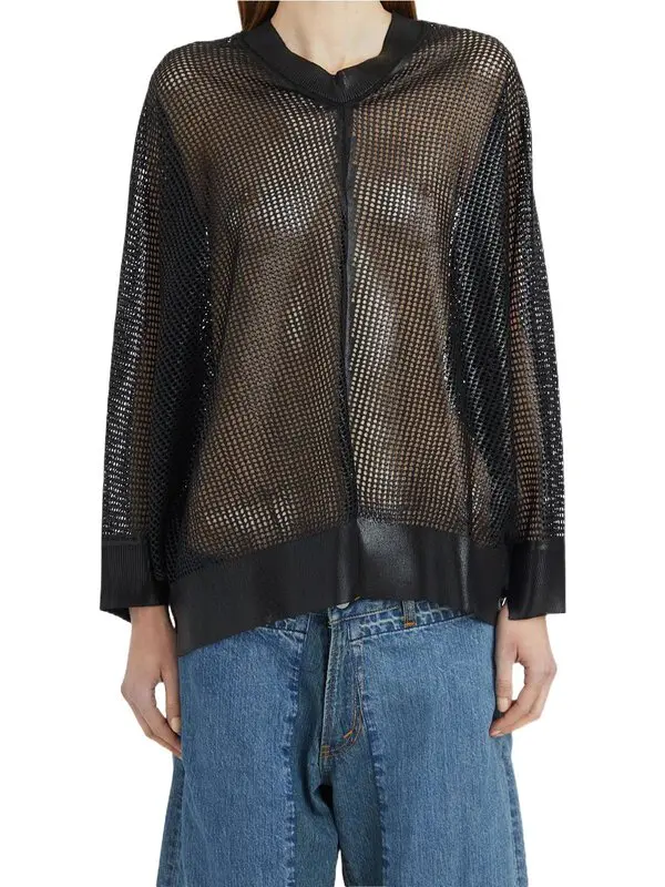 Junya Watanabe Oversized Open-work Sweater - Black