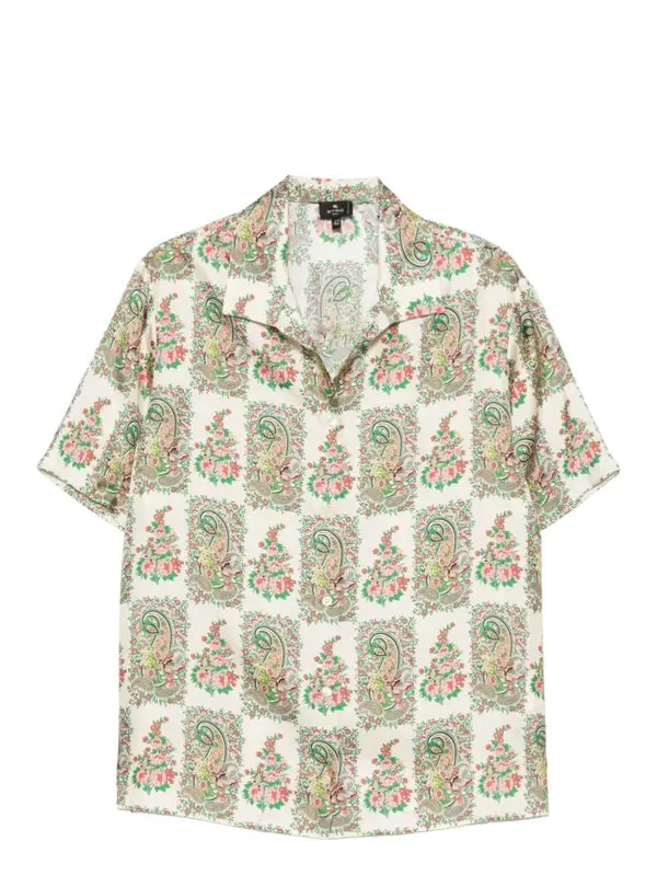 Etro Floral Printed Short Sleeved Shirt - Green