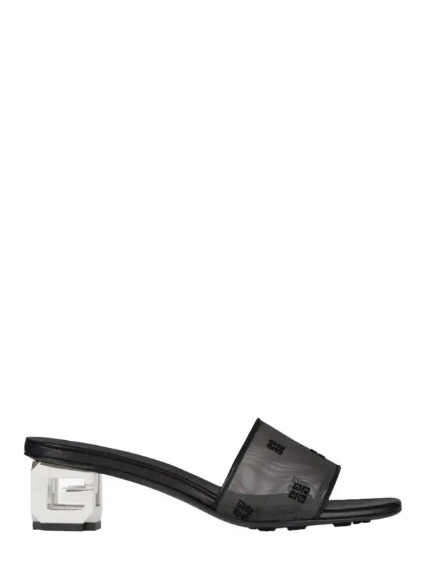 Givenchy G Cube Mules In Transparent Mesh - Black