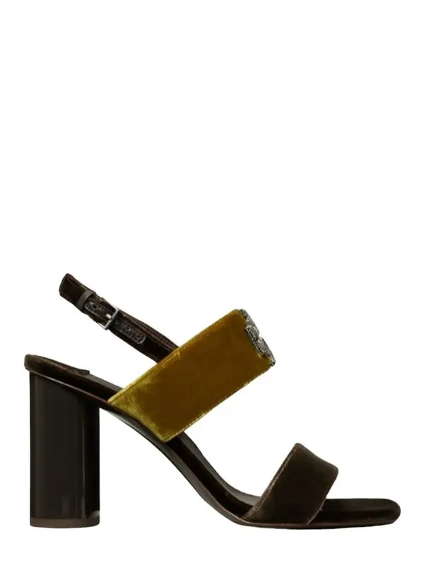Tory Burch Eleanor Heeled Velvet Sandals - Black